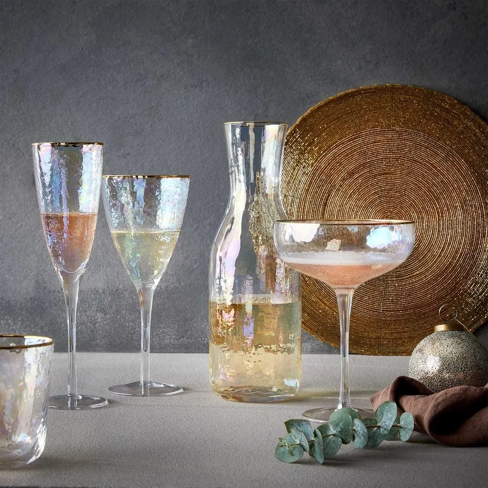 SMERALDA Sada sklenic na sekt se zlatým okrajem 400 ml 4 ks