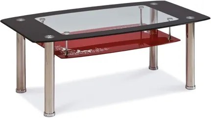 Konferenční stolek TWIST černý/červená police