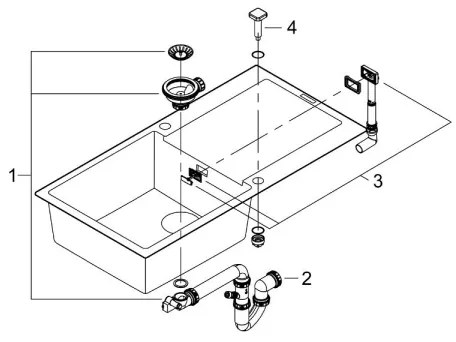 GROHE 31645AP0 - Dřez K500 1000 × 500 mm kámen/černá