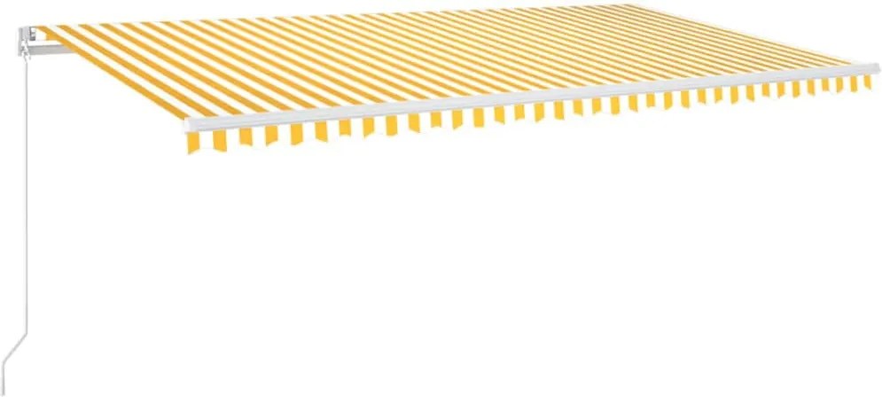 Ručně zatahovací markýza s LED světlem 600 x 300 cm žlutobílá 3068963