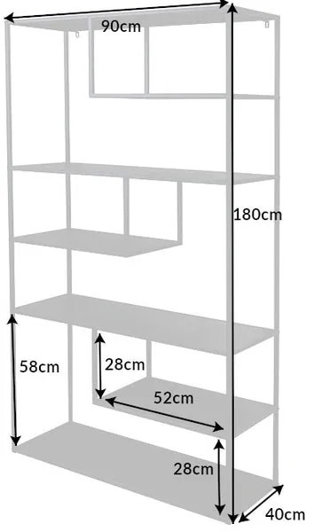 Invicta Kovová knihovna DURA 180 cm černá 43327