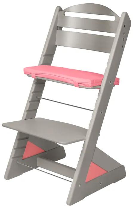 Jitro Dětská rostoucí židle Plus Šedá Růžový klín + růžový