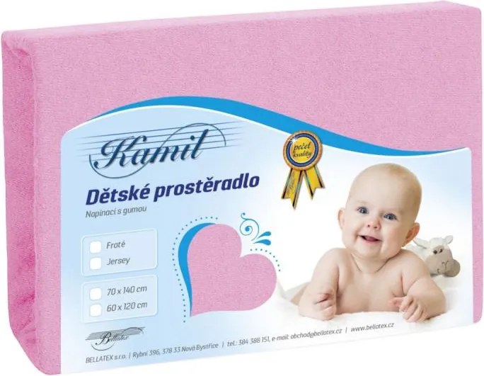 Bellatex Dětské FROTÉ prostěradlo Růžová 60x120 cm