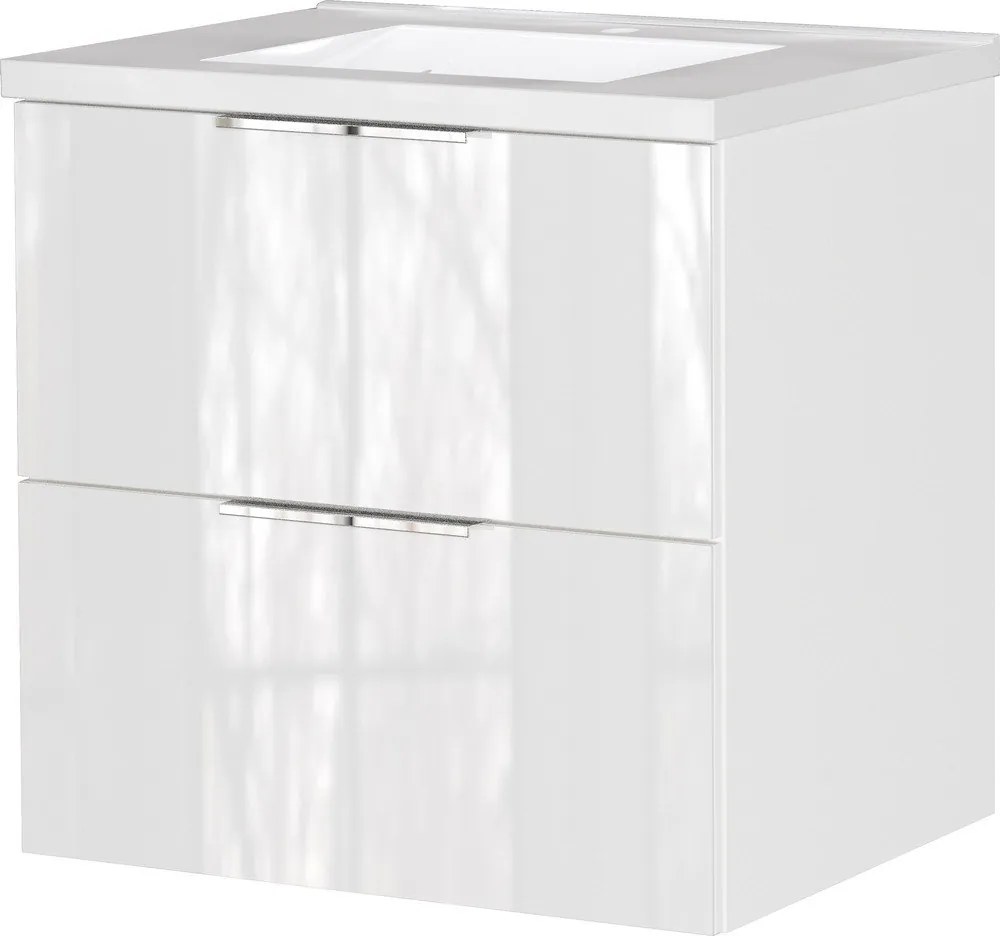Bílá lesklá závěsná skříňka pod umyvadlo 61x61 cm Celano – Germania