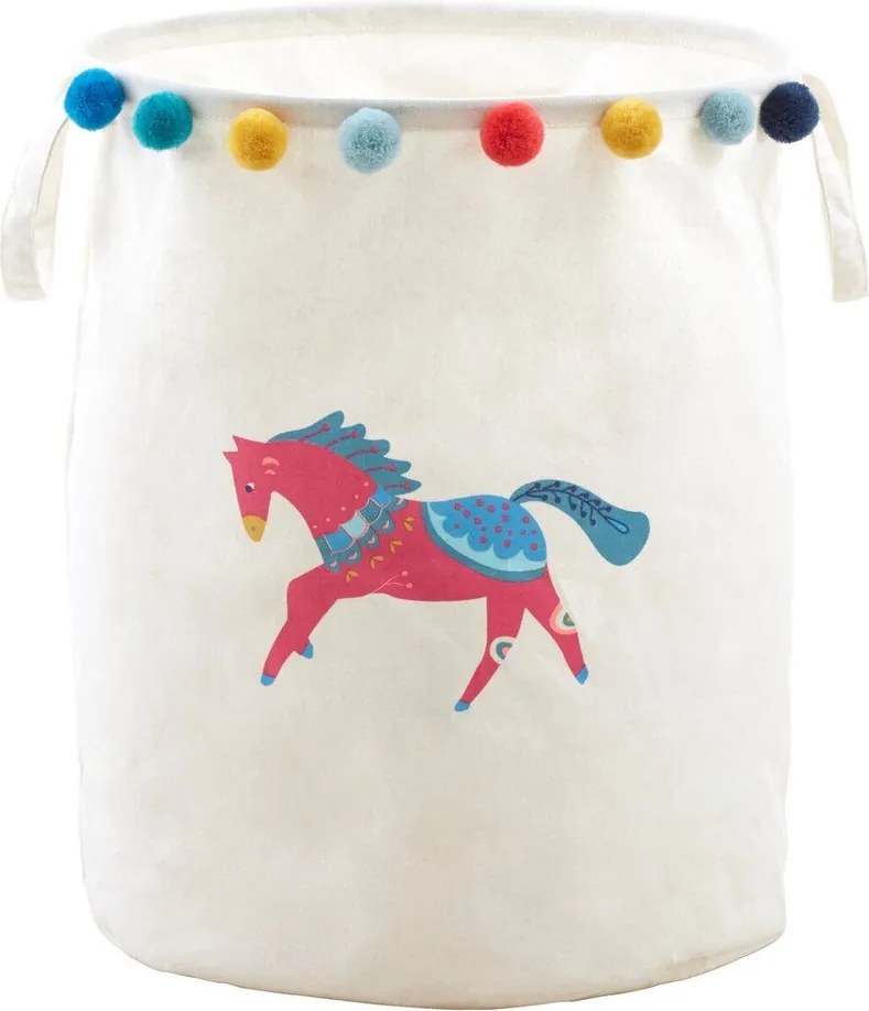 Bílý látkový dětský koš na hračky ø 38x48 cm Mimo Eclectic Horse – Premier Housewares Biano.cz