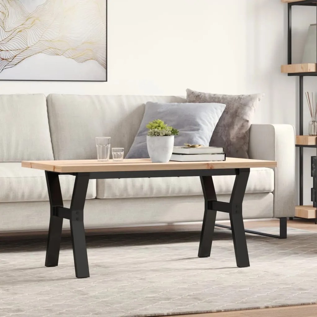 Konferenční stolek s Y rámem 100x50x45,5 cm borovice a ocel 3282776