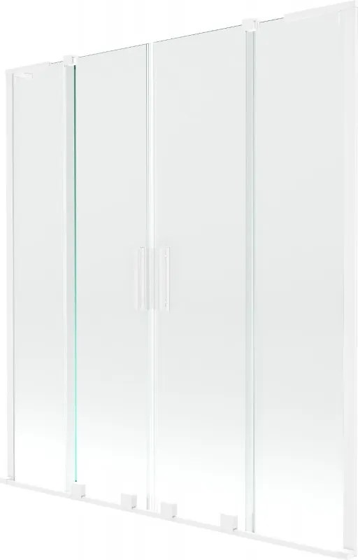 Mexen Velar L Duo, 2-křídlová posuvná vanová zástěna 160 x 150 cm, 8mm čiré sklo, bílá matná, 896-160-003-02-20