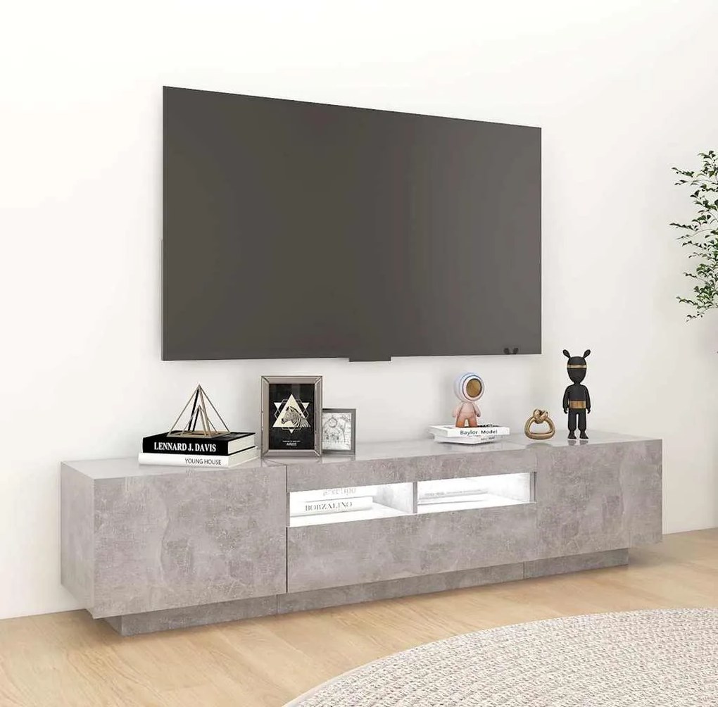 TV skříňka s LED osvětlením betonově šedá 180 x 35 x 40 cm 3081901