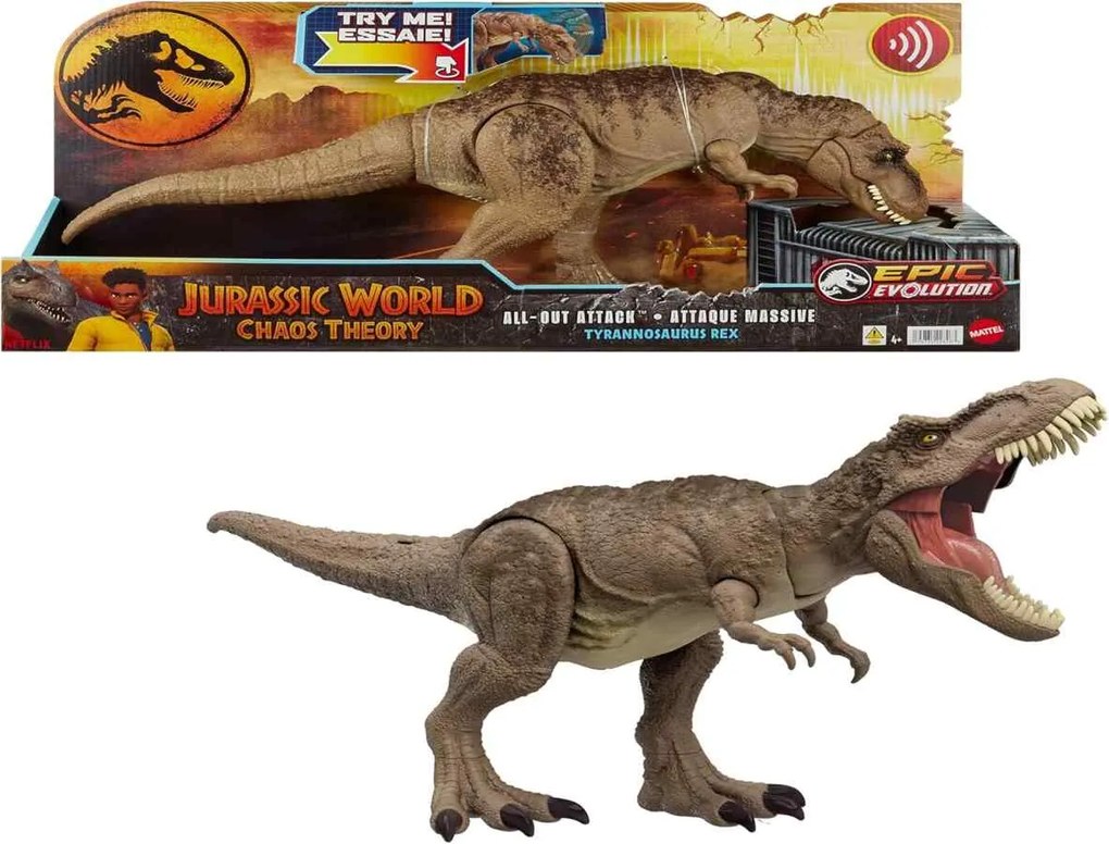 Mattel jurský svět: chaos theory totální útok! tyrannosaurus rex, hxf54