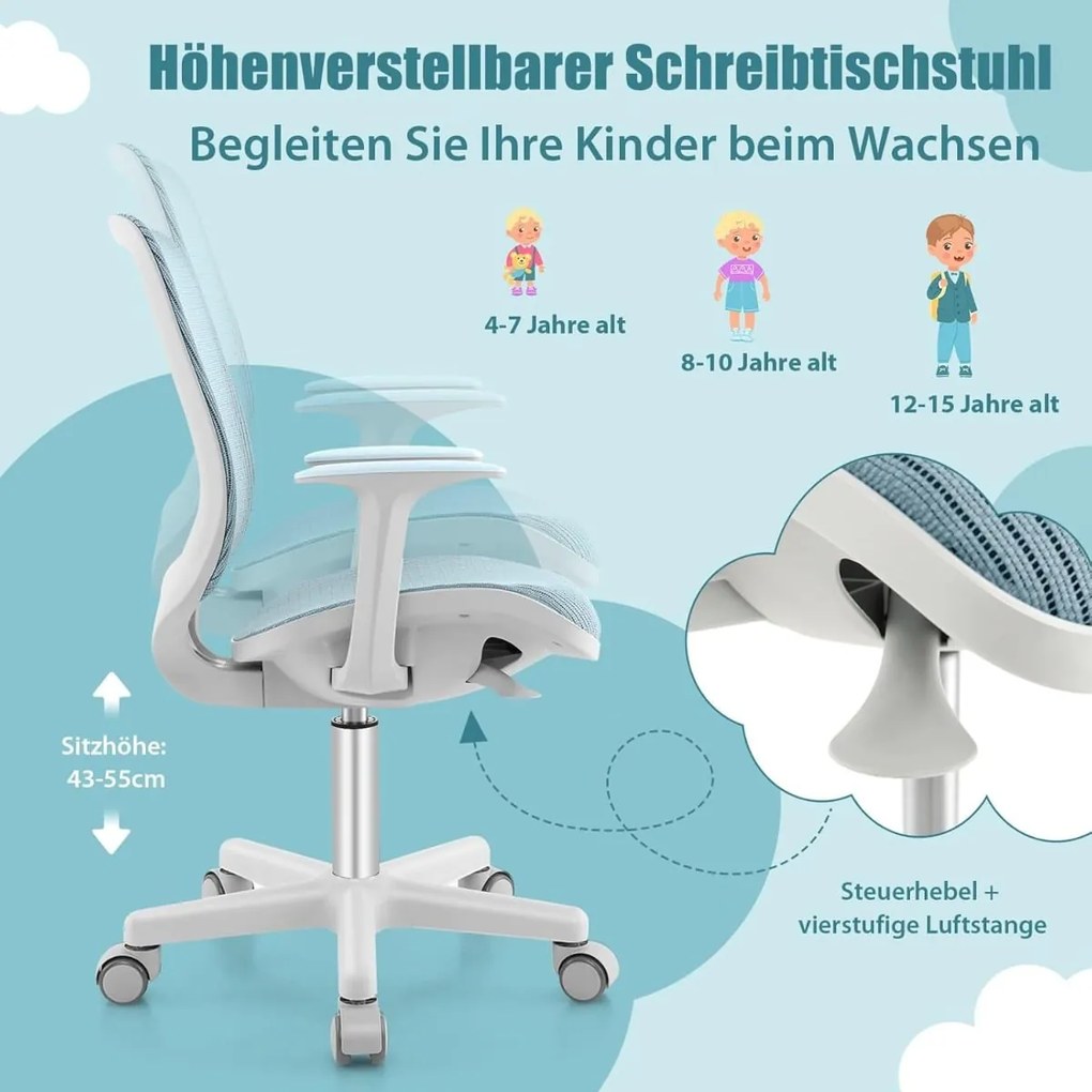 Costway Ergonomická dětská otočná židle s nastavitelnou výškou