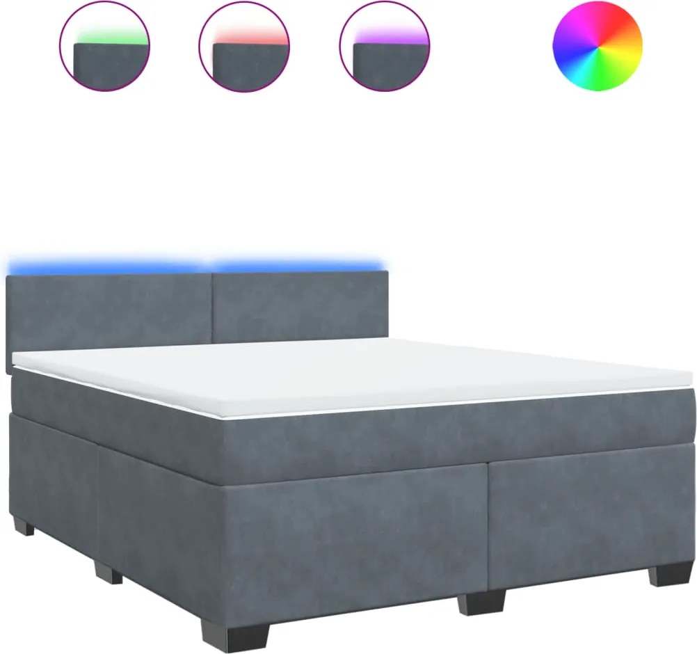Box spring postel s matrací tmavě šedá 180x200 cm samet 3288673