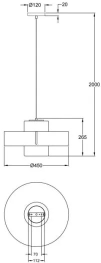 Fabas Loto, lustr z foukaného skla se stínítkem z antracitového kovu, 1x40W E27, průměr 45cm