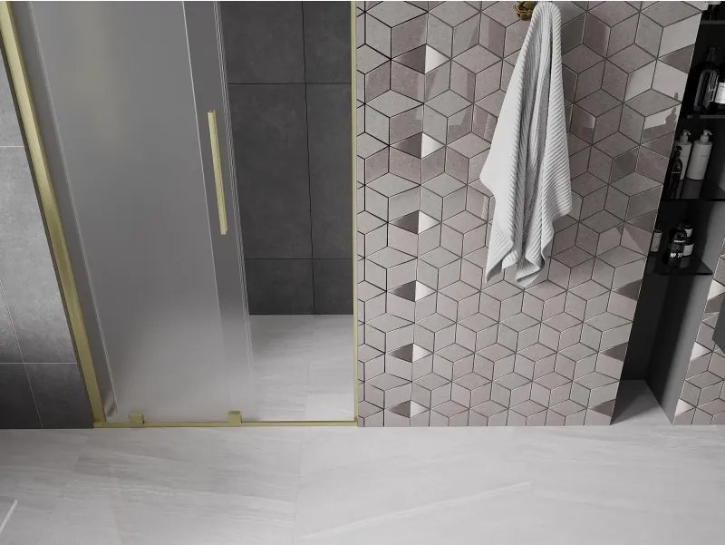Mexen Velar, posuvné sprchové dveře do otvoru 90 cm, 8mm sklo námraza, zlatá matná, 871-090-000-31-55