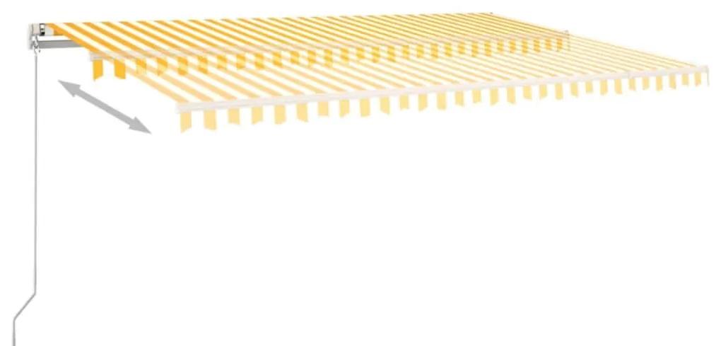 Ručně zatahovací markýza 500 x 300 cm žlutobílá,  3068938
