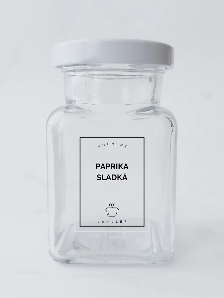 Samolepka na kořenky PAPRIKA SLADKÁ průhledná 3 × 4 cm tučné písmo