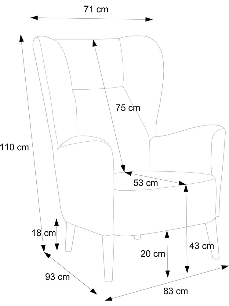 Křeslo ušák Next | FUNKČNÍ LÁTKA | tmavě šedá 97 | nohy buk