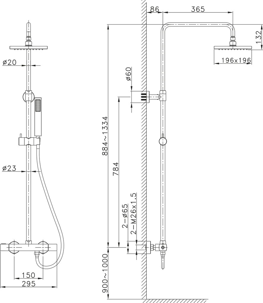 Sapho Sapho, DAKAR teleskopický sprchový sloup s termostatickou baterií, zlato, SZ139