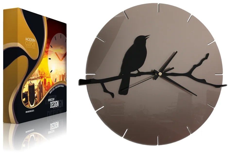 Nástěnné hodiny Bird šedo-černé