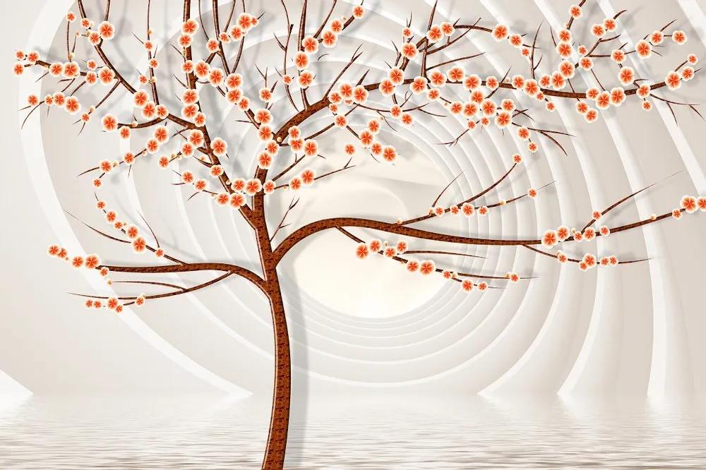 Samolepící tapeta moderní strom na abstraktním pozadí - 225x150 cm
