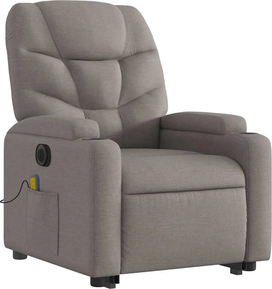 Elektrické zvedací masážní polohovací křeslo taupe textil 3204640