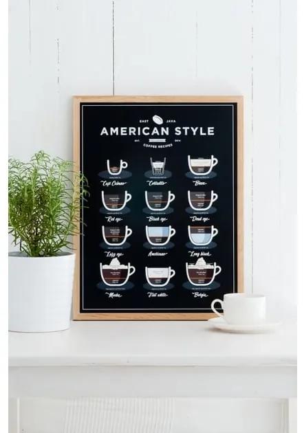 Černý plakát Follygraph American Style Coffee, 30 x 40 cm