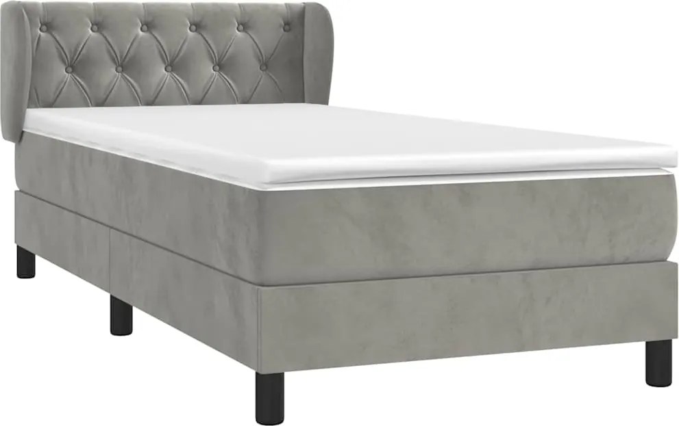 Box spring postel s matrací světle šedá 80 x 200 cm samet 3127637