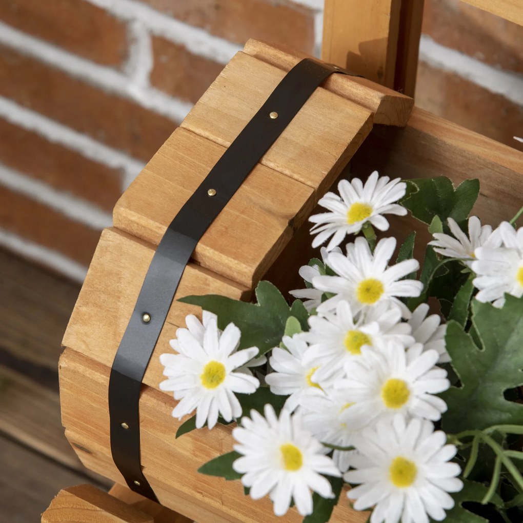 Outsunny vyvýšený záhon dřevěný truhlík na květiny s podpěrou pro šplhání 45 x 80 cm rustikální design pro zahradu terasu balkon žlutý zeleninový záh…