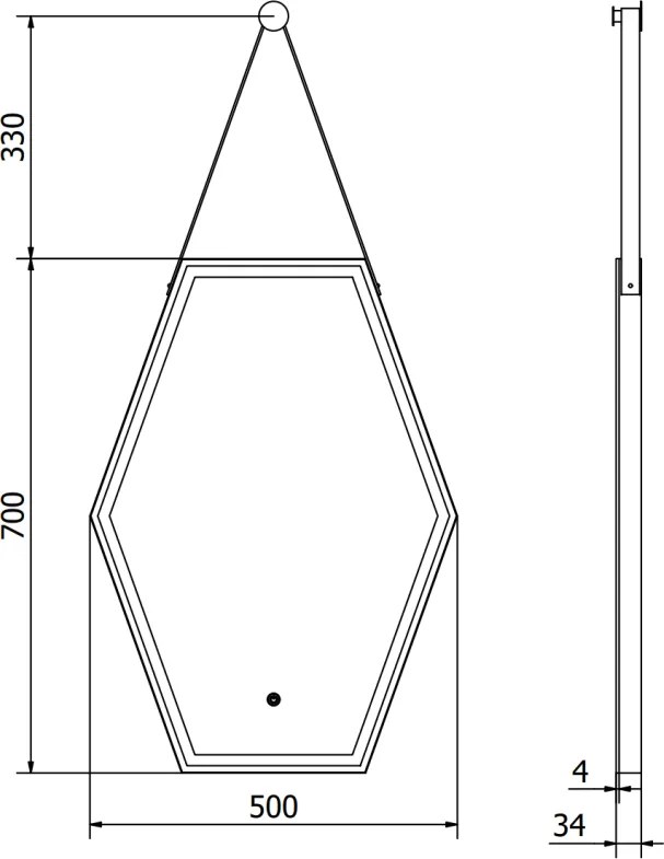 Mexen Orla, LED koupelnové zrcadlo s podsvícením a černým rámem 50x70 cm, 6000K, ochrana proti zamlžování, 9815-050-070-611-70