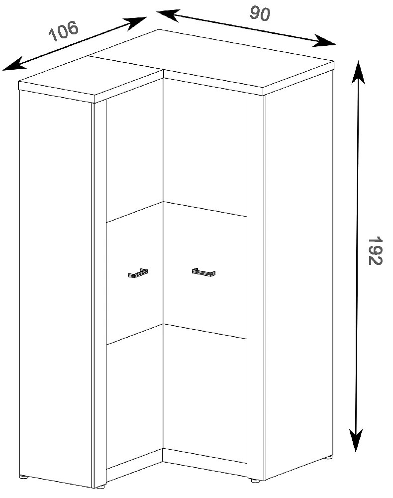 INDIANAPOLIS k | šatní skříň rohová I-14 | PRAVÁ | kraft bílý