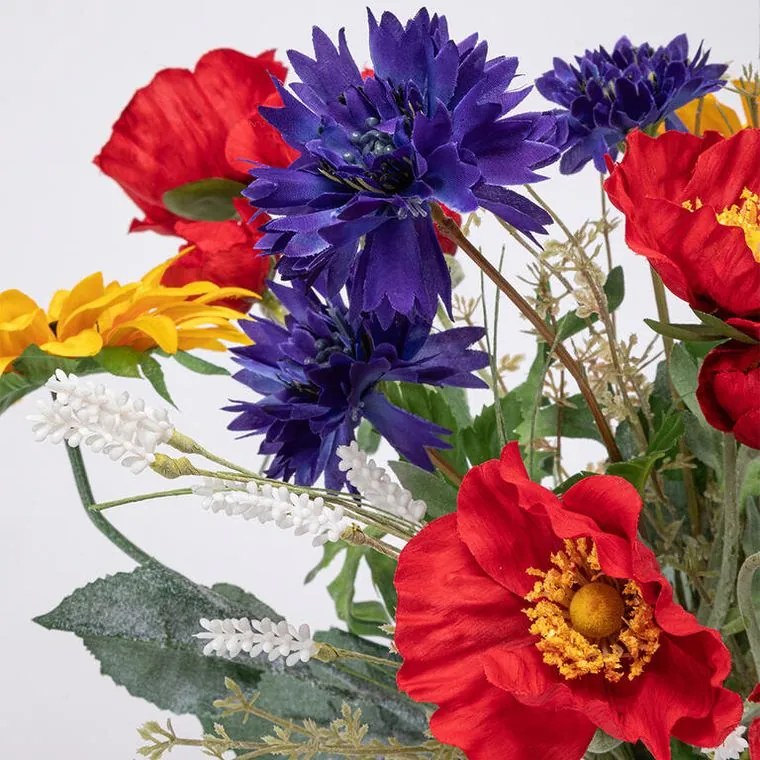 Kytice SLUNEČNICE, VLČÍ MÁK, CHRPA, ANEMONKA 65 cm