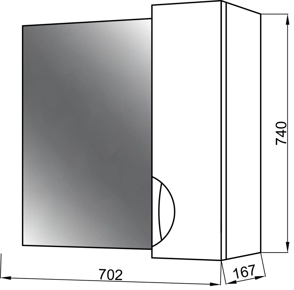 Lavedo Oscaro 70 závěsná koupelnová skříňka se zrcadlem Orientace: Pravá