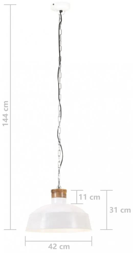 Závěsná lampa bílá / mangovníkové dřevo Dekorhome 42 cm