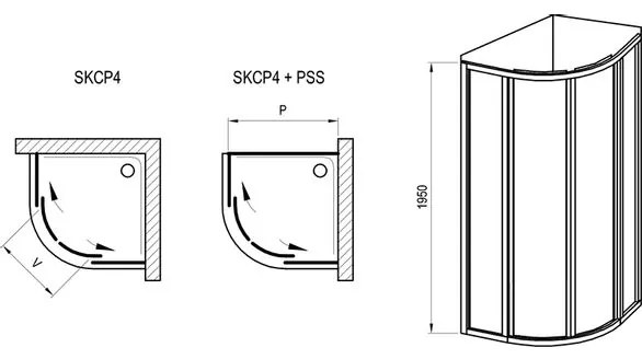 Ravak Supernova Sprchový kout čtvrtkruh 80 cm, satin+ SKCP4-80 3114OU02Z1