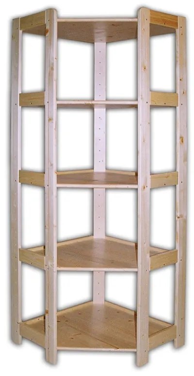 B2B Partner Rohový dřevěný regál 5 polic, 1660 x 600 x 435 mm