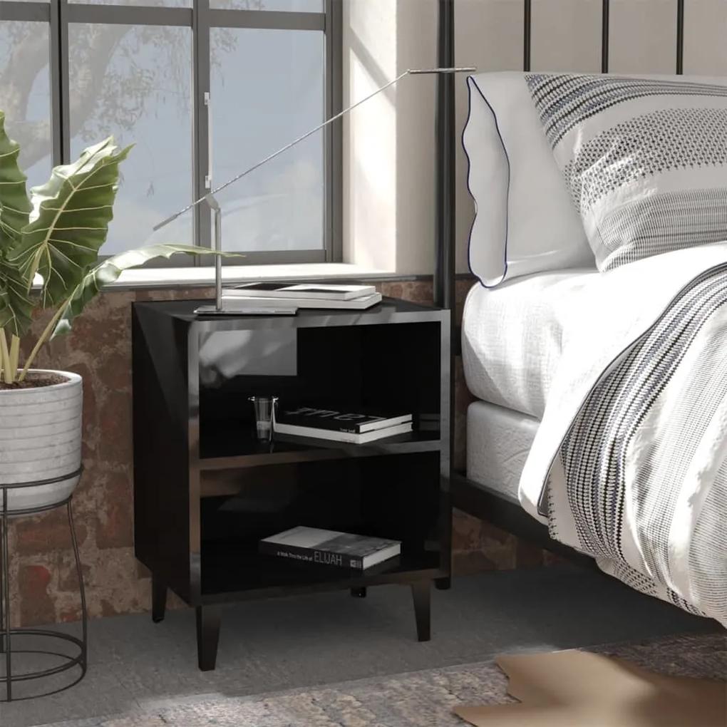 vidaXL Noční stolek s kovovými nohami 40 x 30 x 50 cm [805801] Barva: šedá s vysokým leskem