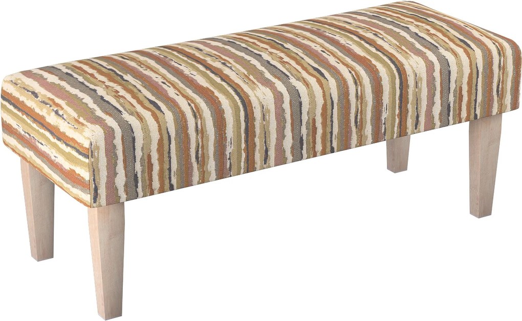Dlouhá lavička 100x40cm barva béžová látka pletený vzor, vzorované