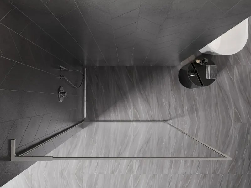 Mexen Kioto-XF L sprchová stěna Walk-in s rámem 70 x 202 cm, transparentní 10 mm, kartáčovaný nikl - 800-070-174-97-00-XF
