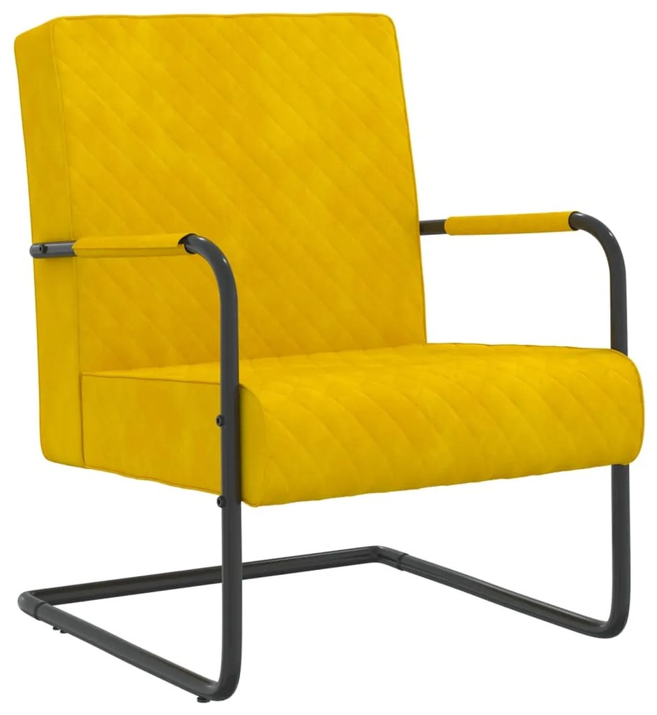 Konzolová židle hořčicově žlutá samet,  325731