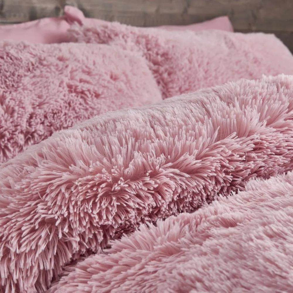 Růžové prodloužené povlečení na dvoulůžko 230x220 cm Cuddly Deep Pile - Catherine Lansfield