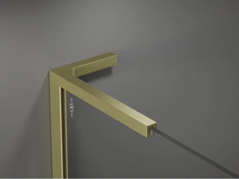 Mexen Velar L, sprchový kout s posuvnými dveřmi 100 x 85 cm, 8mm sklo námraza, zlatá matná, 871-100-085-33-55