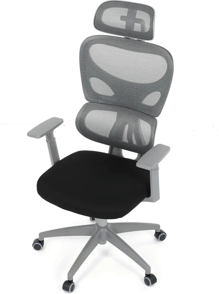 Ergonomická kancelářská židle RENEE - šedá síťovina / černá látka