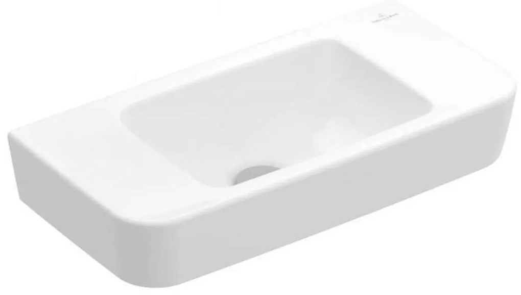 Villeroy & Boch O.novo - Umývátko Compact 50x25 cm, bez přepadu, bez otvoru pro baterii, AntiBac, CeramicPlus, alpská bílá 434253T2
