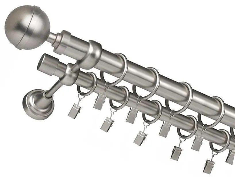 Garnýž dvouřadá 160 cm  koule Fi 25 satén