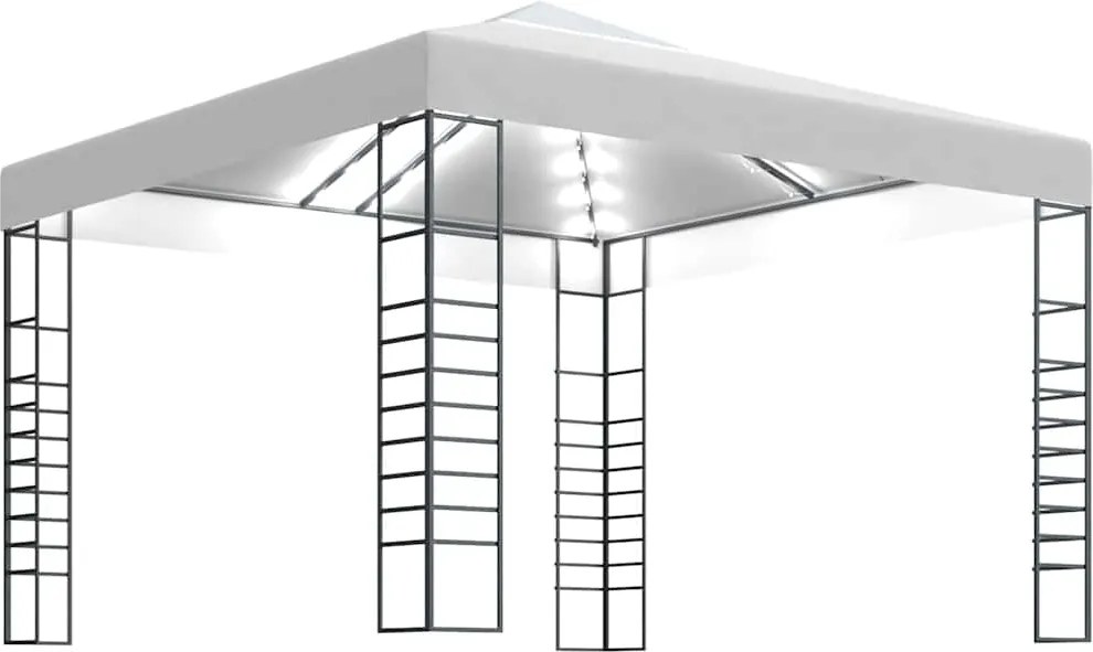 Zahradní altán se světelnými LED řetězy 3 x 3 m bílý 3070305