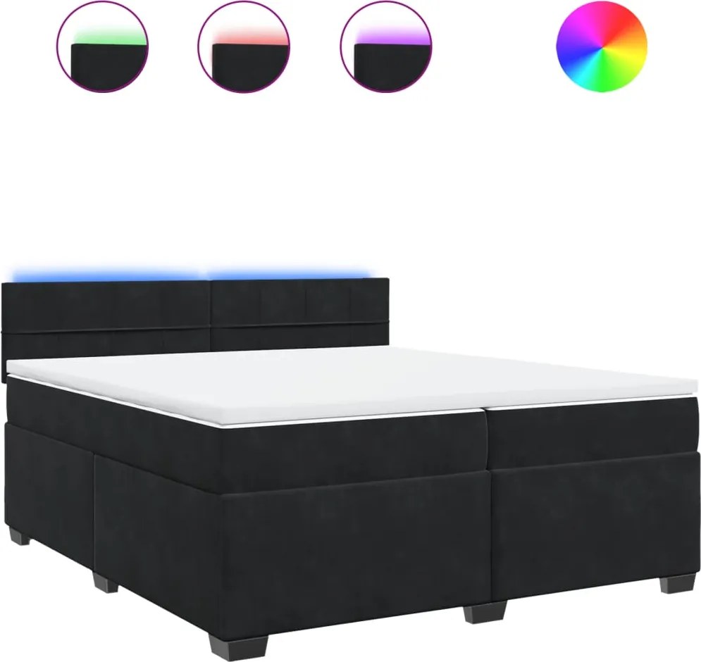 Box spring postel s matrací černá 200x200 cm samet 3288704