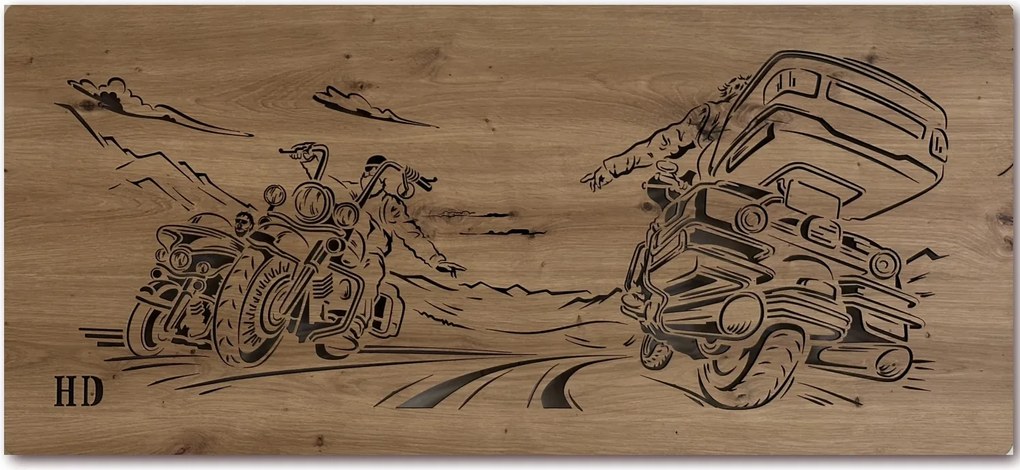 Li-Go "Motorkáři" světelný obraz 230V 120x50 cm provedení povrchu: dub světlý