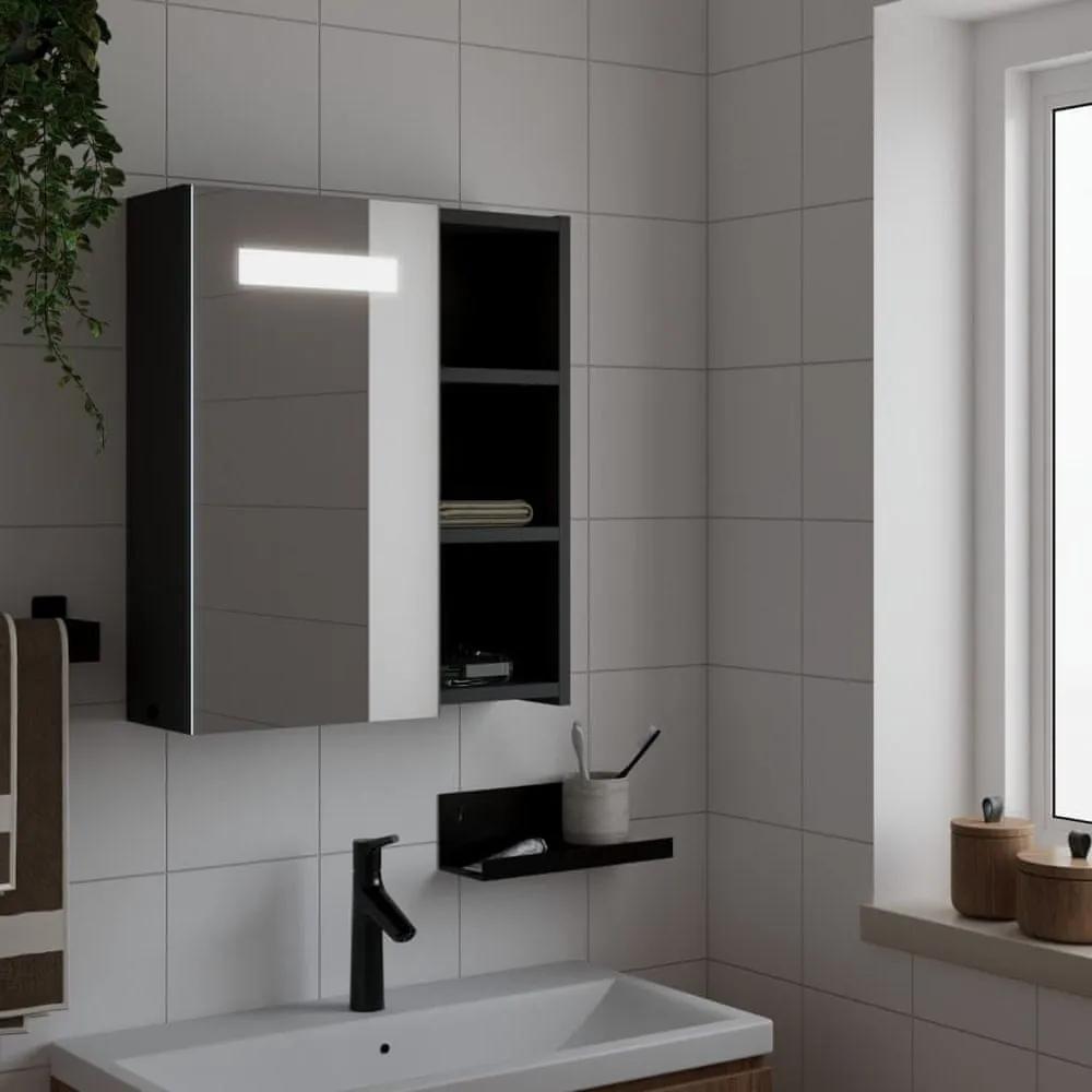Petromila Koupelnová zrcadlová skříňka s LED osvětlením černá 45x13x52 cm