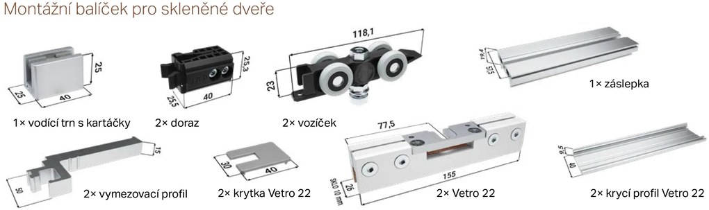 Sada JAP pro pouzdra Aktive II Standard a Emotive II Standard (celoskleněné dveře)