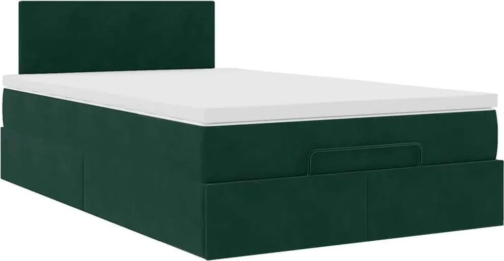 Osmanský rám postele s matrací tmavě zelená 120x200cm samet 3311696