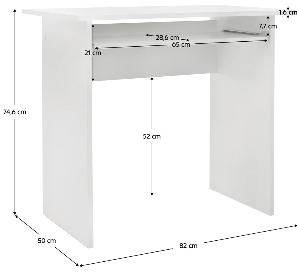 Kondela PC stůl, bílá, VERNER NEW